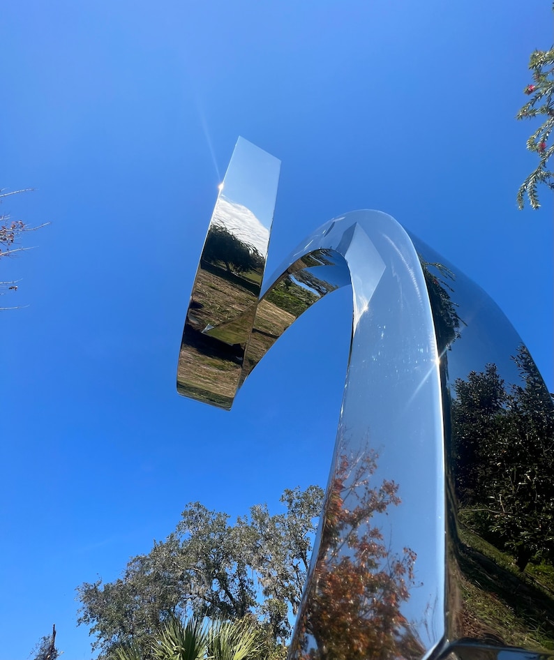 High Polish Metal Sculpture, Large Outdoor Statue, Stainless Steel Art ...