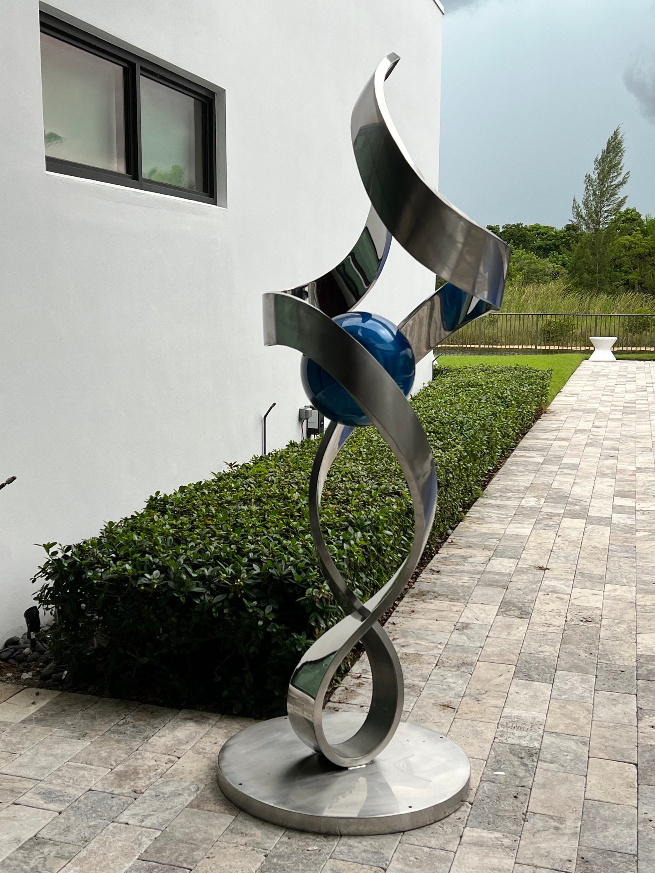 Large Abstract Sculpture, Garden Statue, High Polished Stainless Steel ...