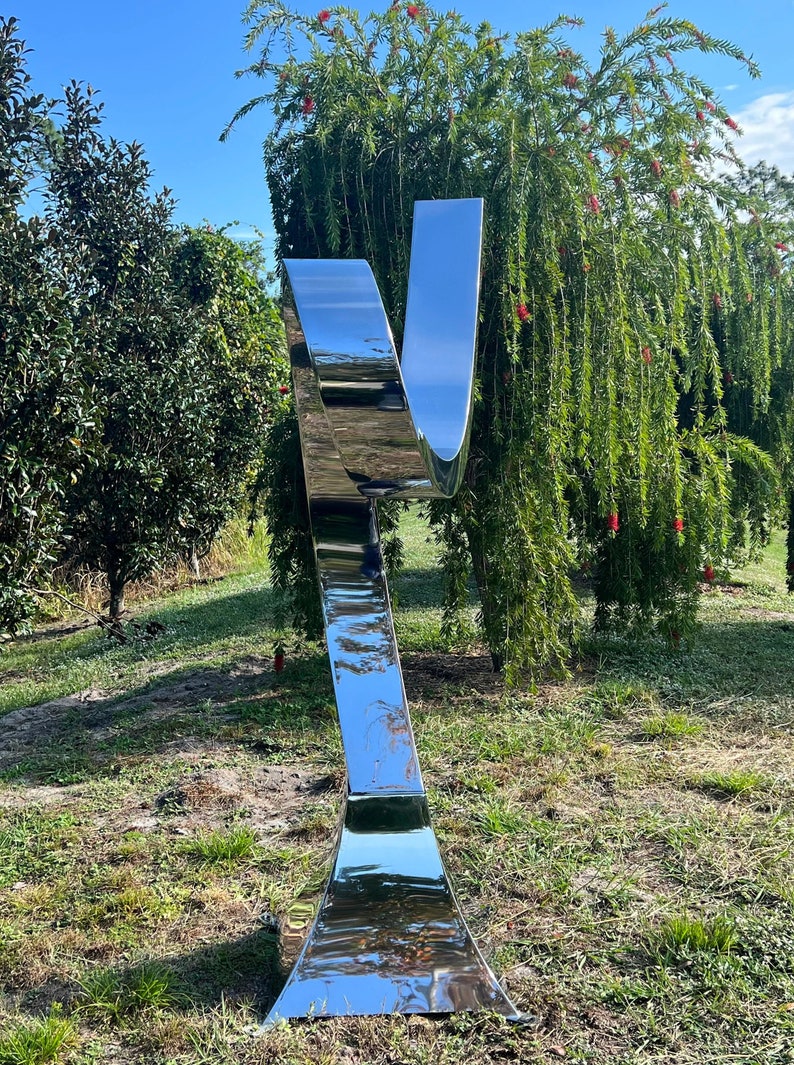 Abstract Sculpture, Large Garden Statue, High Polished Stainless Steel ...
