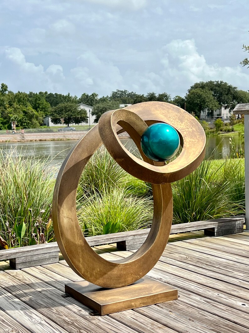 Continuous Loops Brass Outdoor Indoors Yard Sculpture, Minimal Fine Art ...