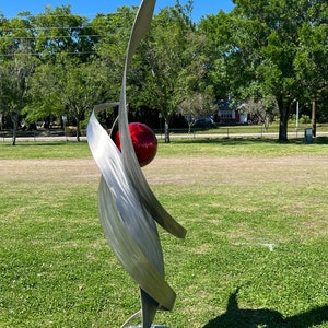 Metal Garden Art, Abstract Steel Sphere Sculpture, Large Ribbons - Etsy