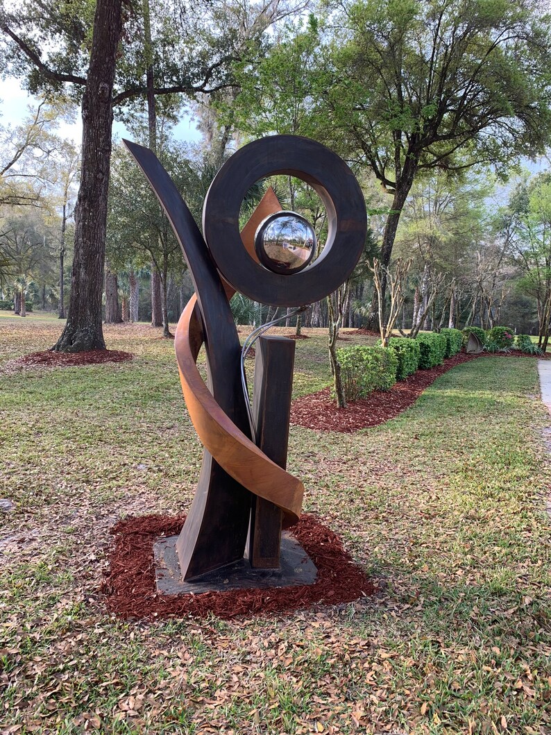 Modern Lawn Sculpture, Garden Decoration, Engagement Gift, Metal Statue ...