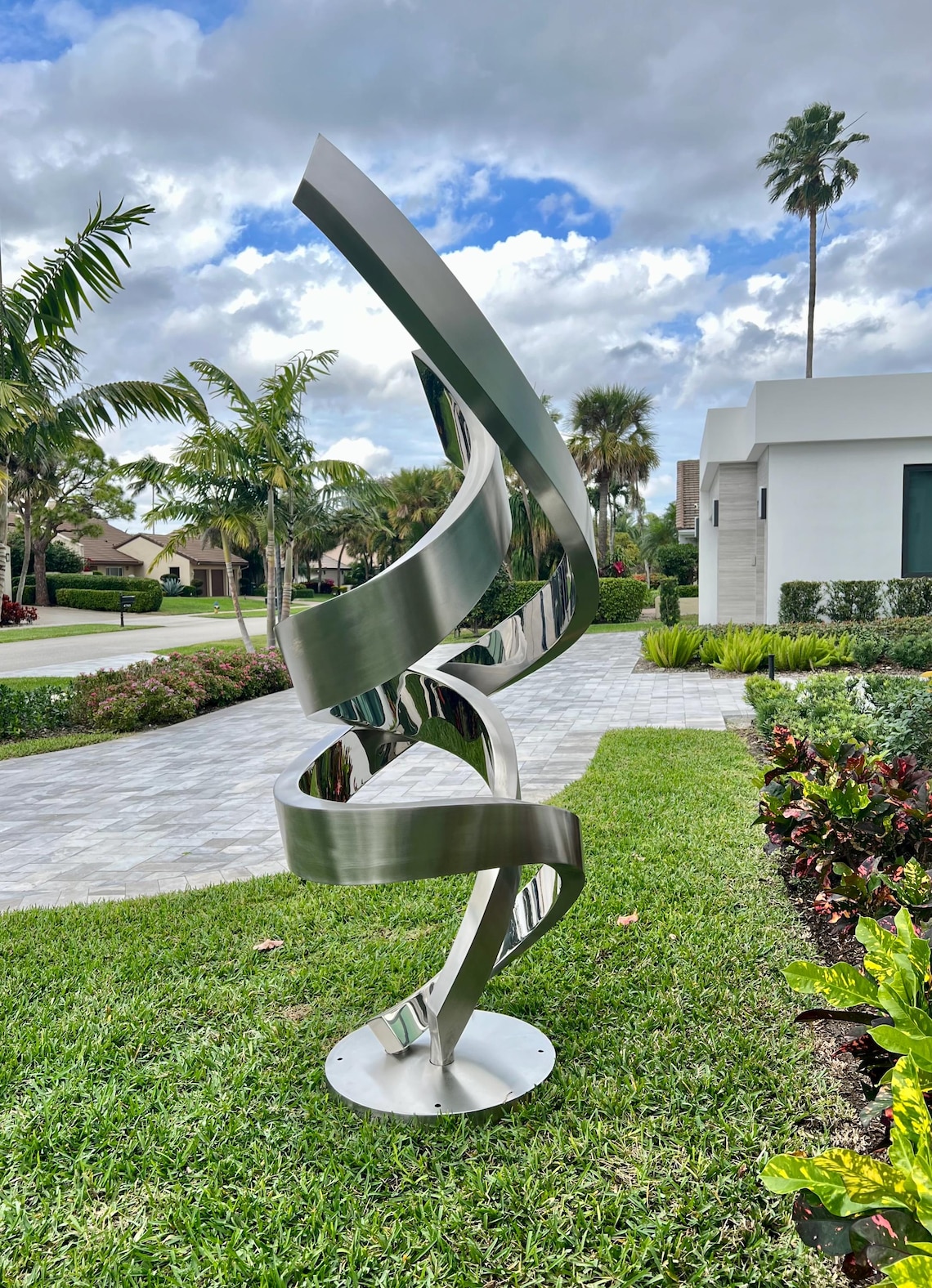 Large Abstract Sculpture, Garden Statue, High Polished Stainless Steel ...