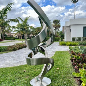 Large Abstract Sculpture, Garden Statue, High Polished Stainless Steel ...