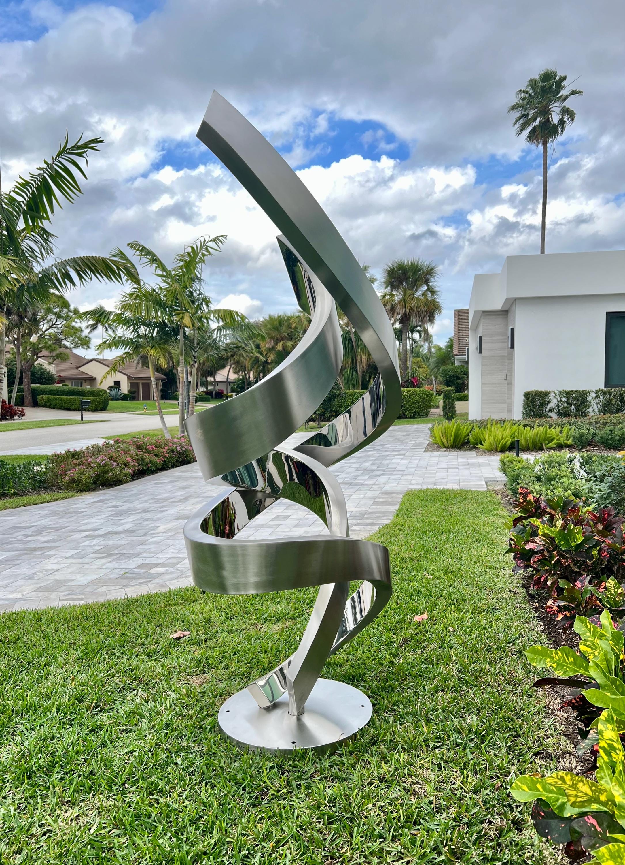 Large Abstract Sculpture, Garden Statue, High Polished Stainless Steel ...