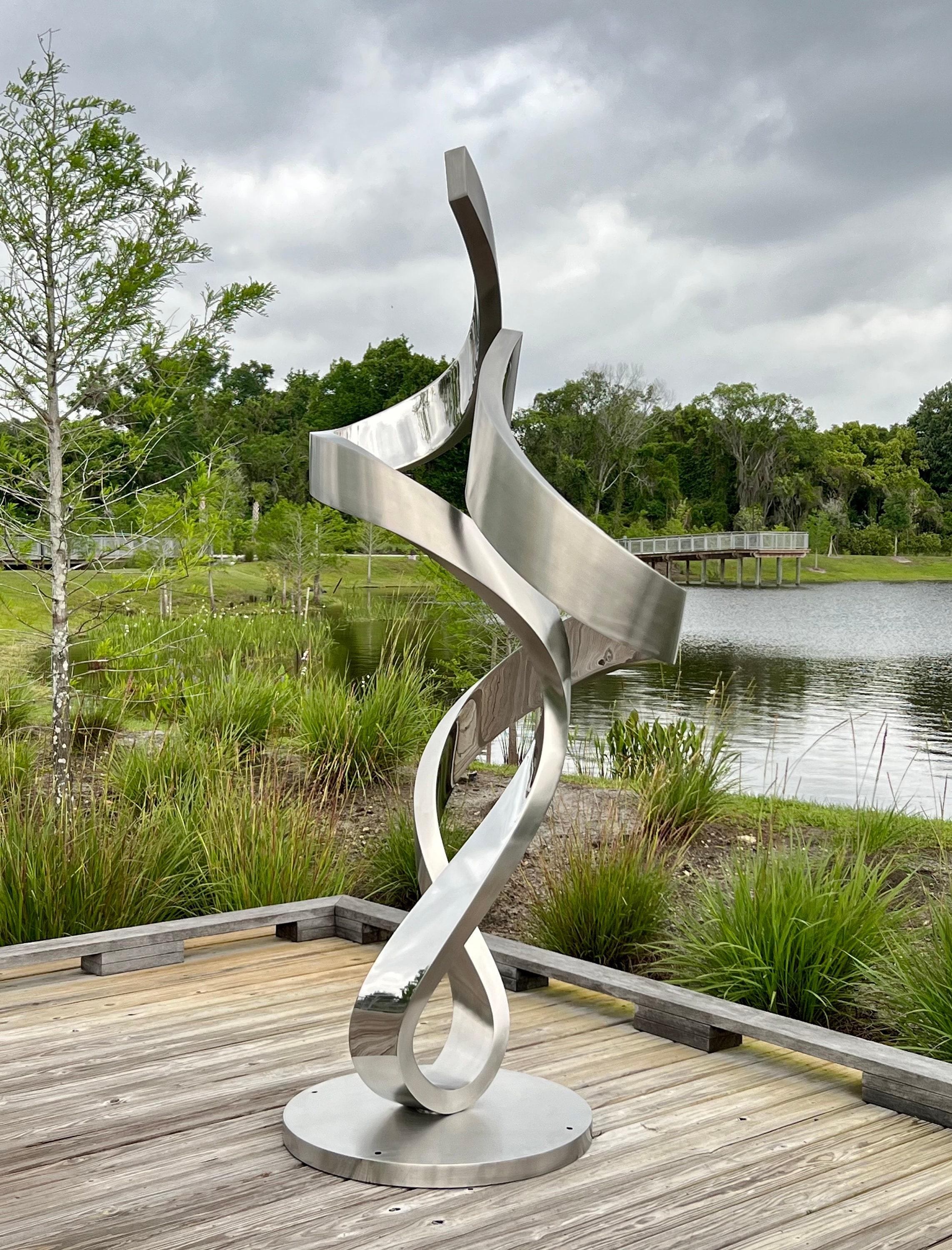 Large Abstract Sculpture, Garden Statue, High Polished Stainless Steel ...