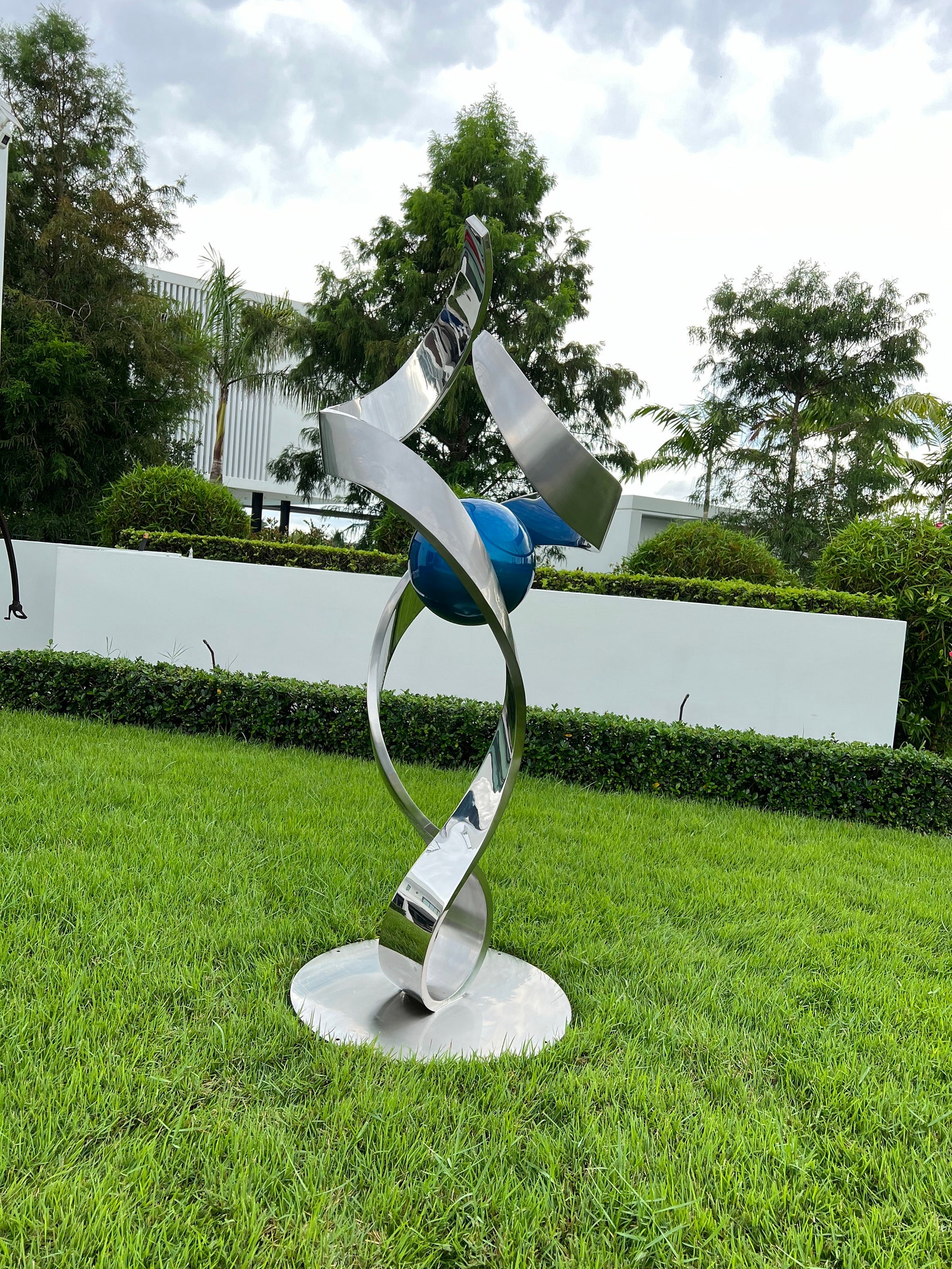 Large Abstract Sculpture, Garden Statue, High Polished Stainless Steel ...
