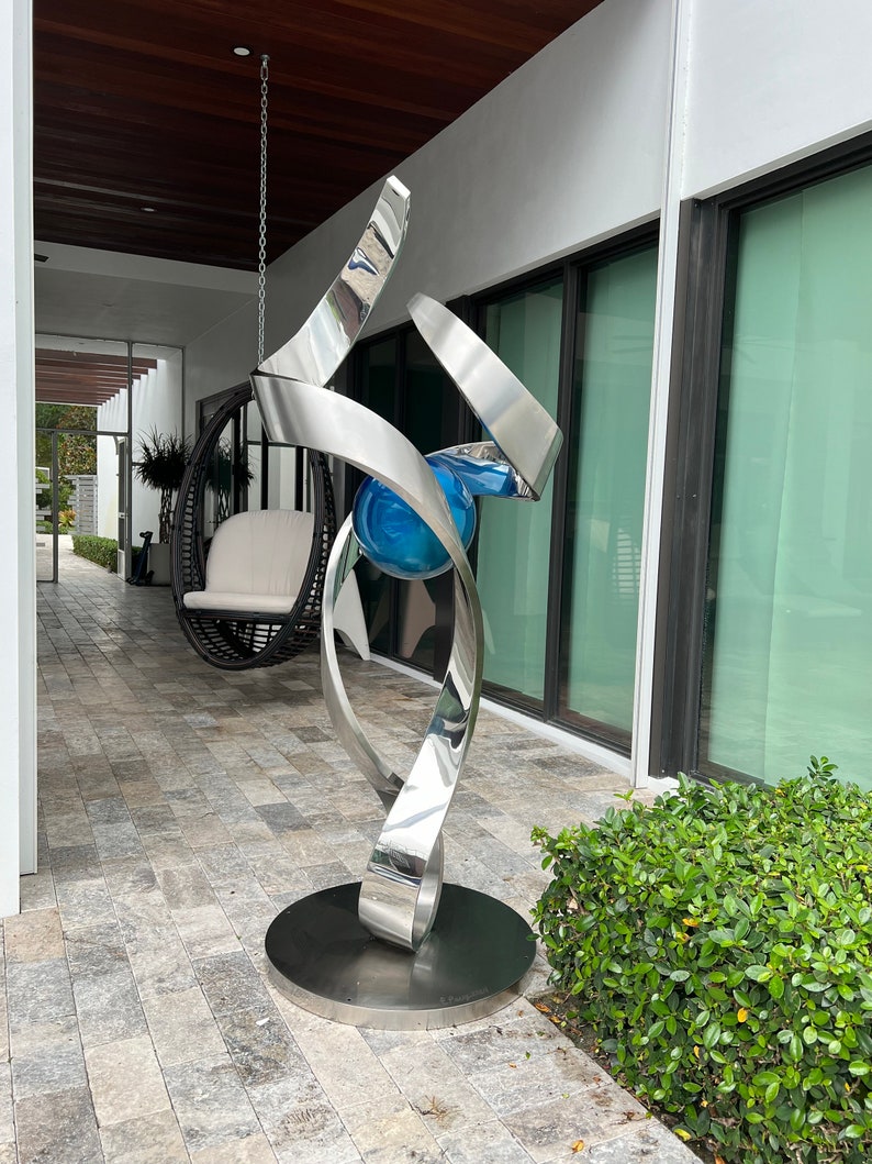 Large Abstract Sculpture, Garden Statue, High Polished Stainless Steel ...