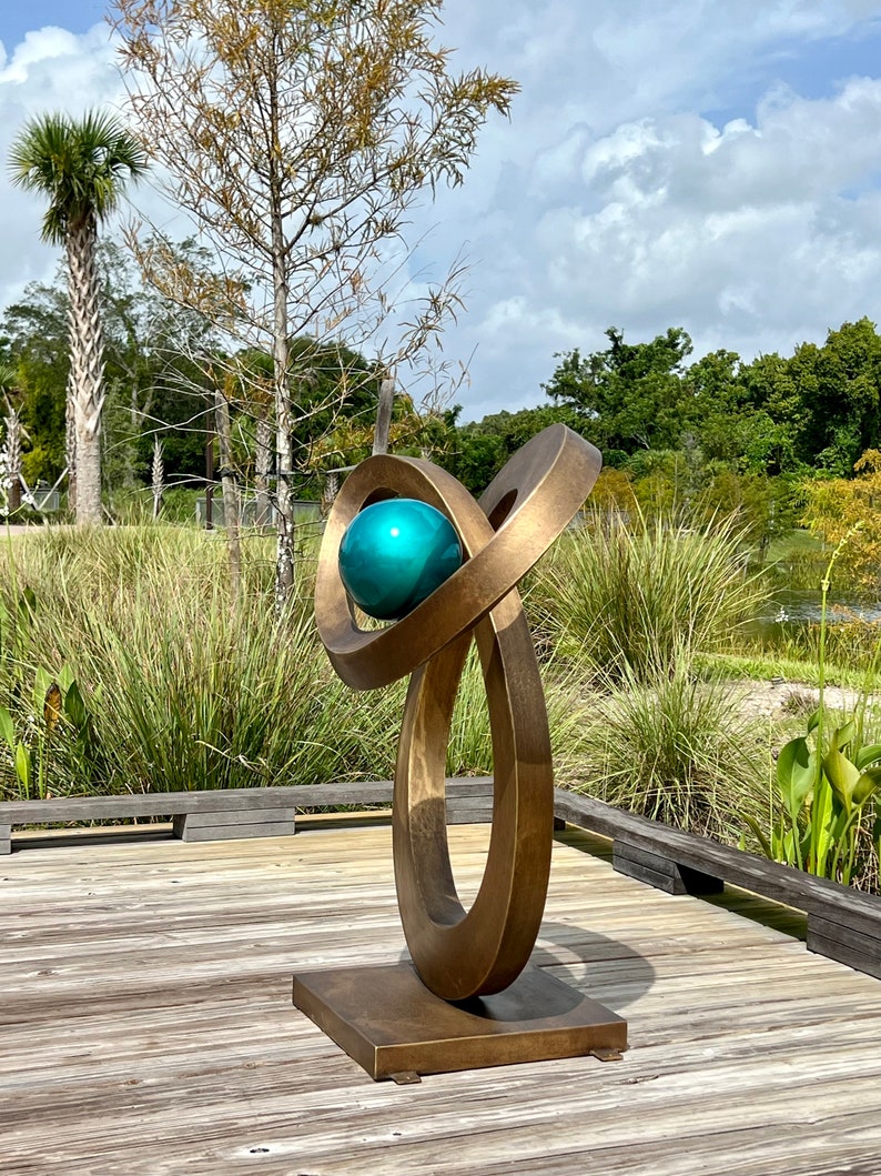 Continuous Loops Brass Outdoor Indoors Yard Sculpture, Minimal Fine Art ...