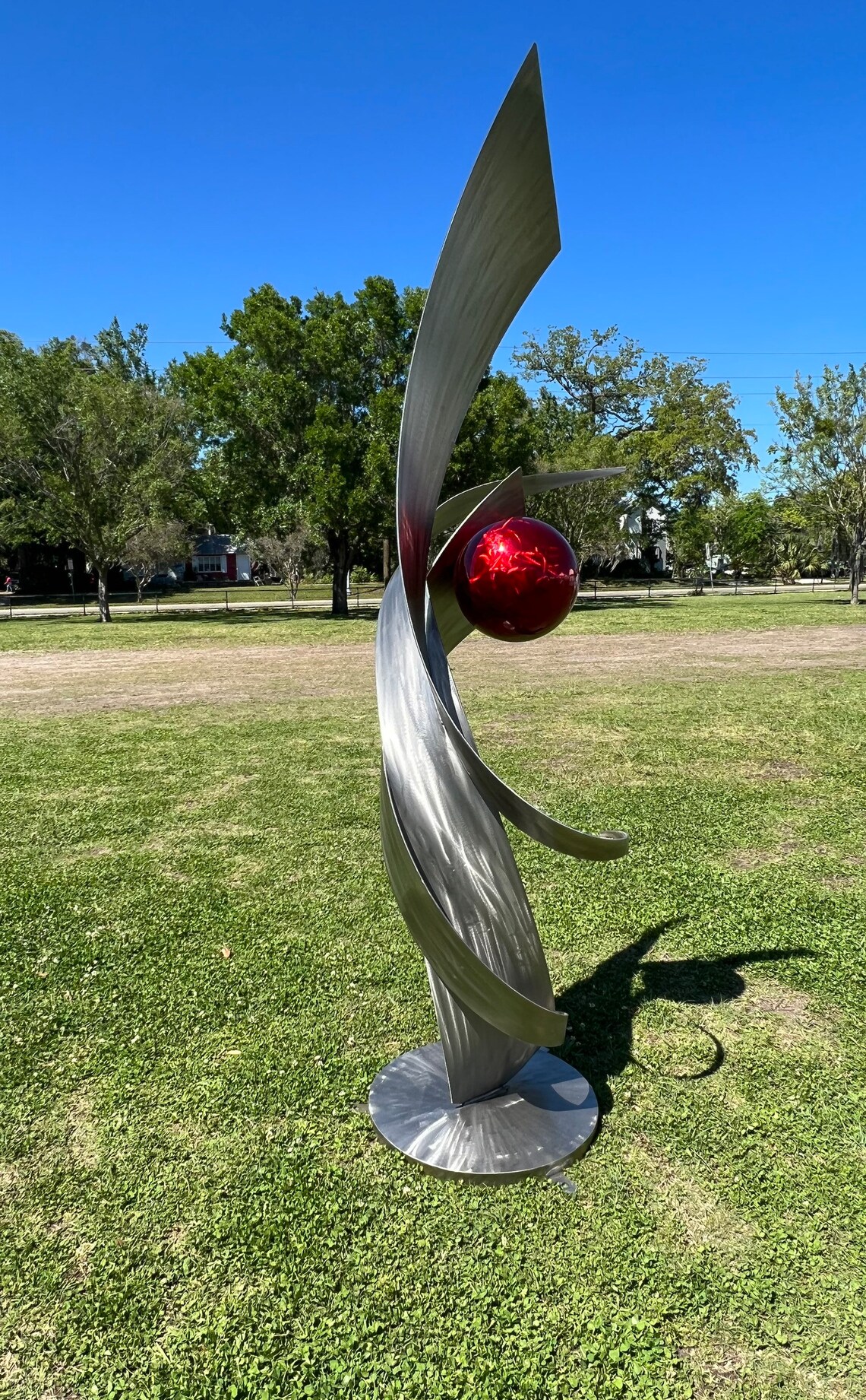 Metal Garden Art, Abstract Steel Sphere Sculpture, Large Ribbons - Etsy