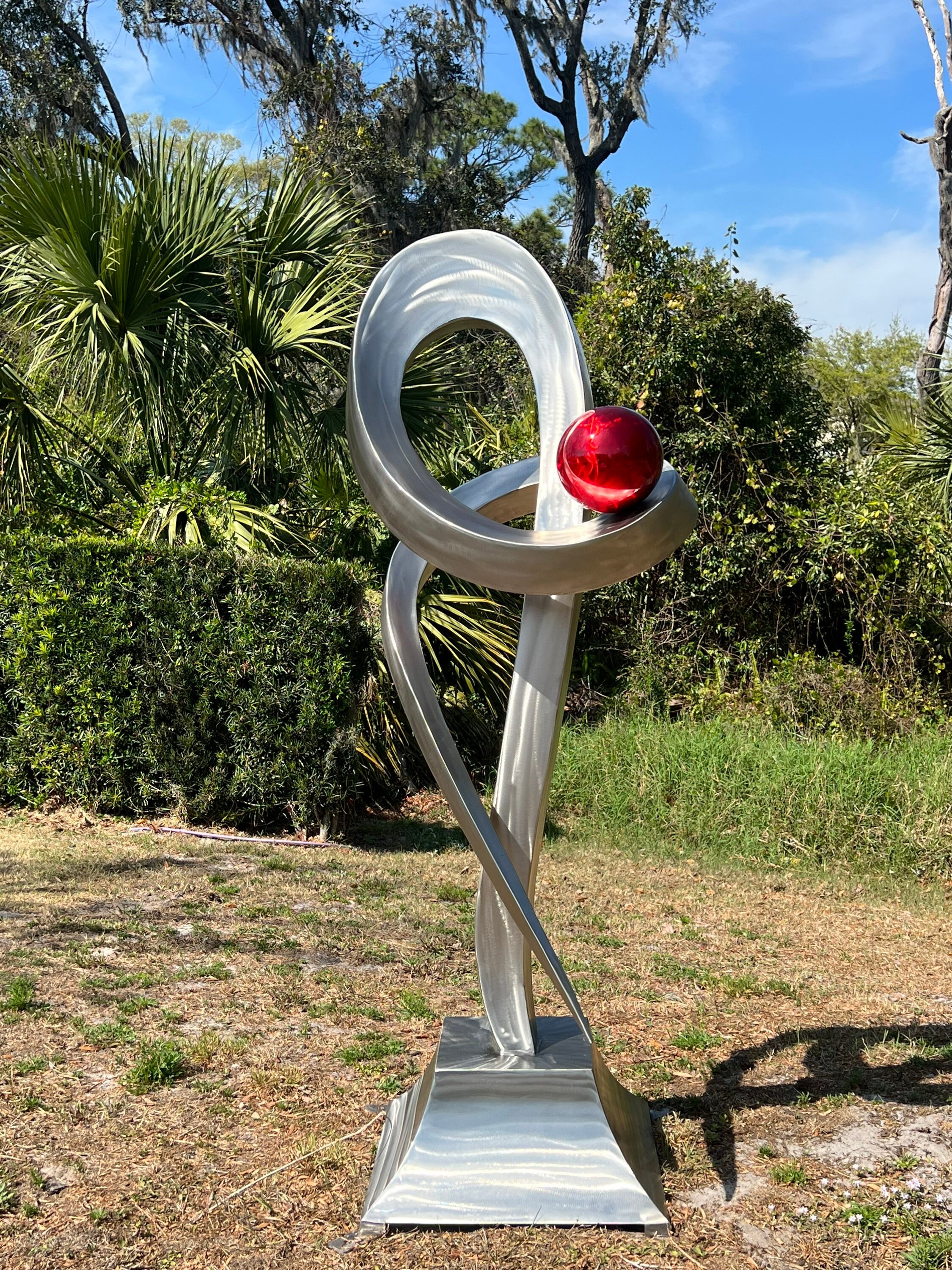 Large Abstract Outdoor Metal Sculpture, Elegant Steel Sculpture With ...