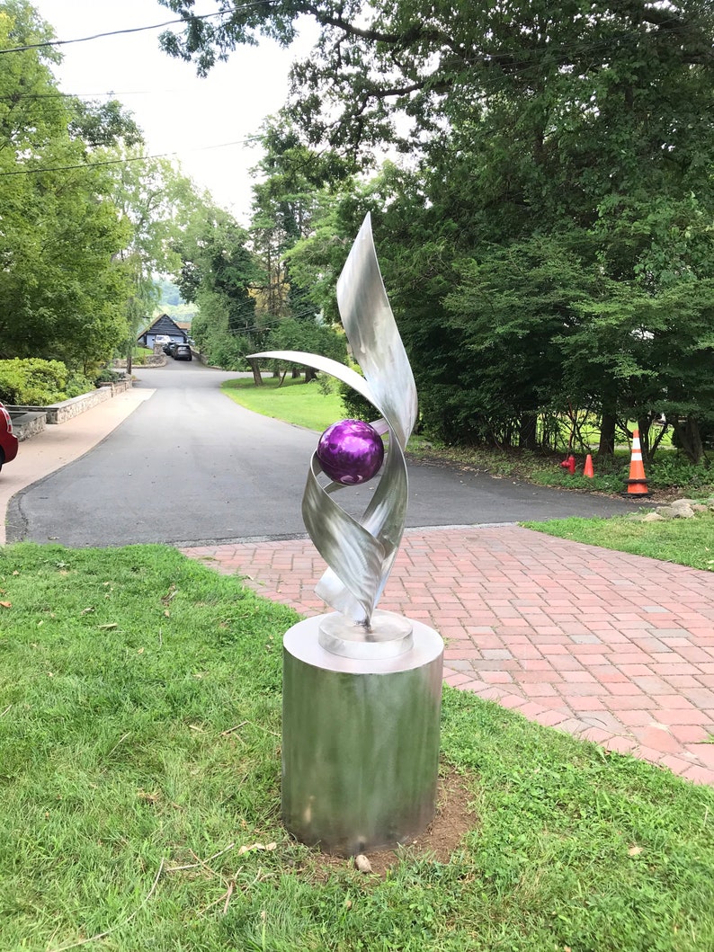 Handcrafted Metal Yard Art, Modern Stainless Steel Sculpture, Unique ...