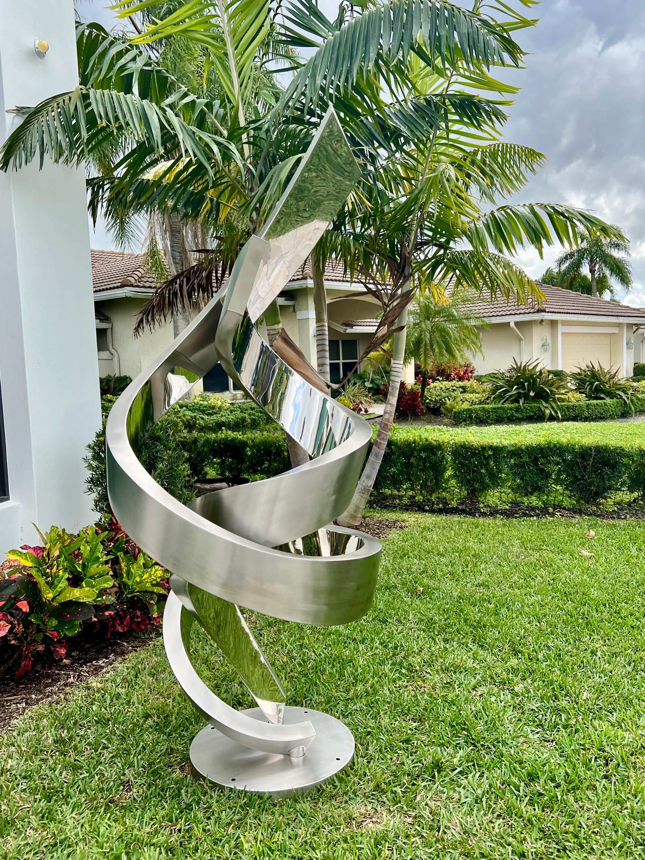 Large Abstract Sculpture, Garden Statue, High Polished Stainless Steel ...