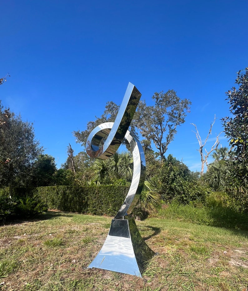 High Polish Metal Sculpture, Large Outdoor Statue, Stainless Steel Art ...