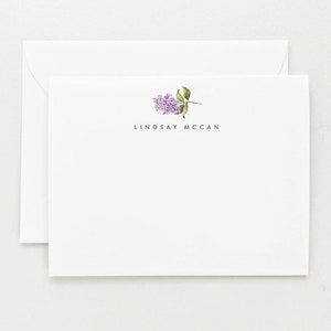 Lilac Note Cards, Wildflower Stationery Set, Personalized Set of 12 ...