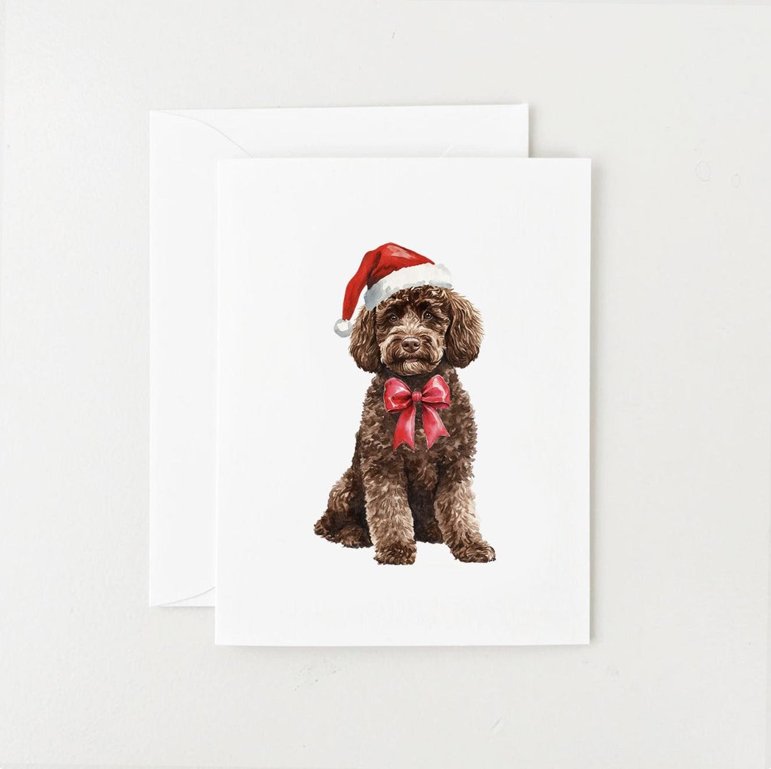 Brown Chocolate Labradoodle Goldendoodle, Christmas Cards, Dog With ...