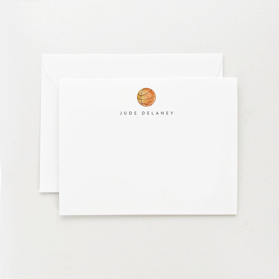 Personalized Basketball Stationery, Custom Flat Note Cards With ...