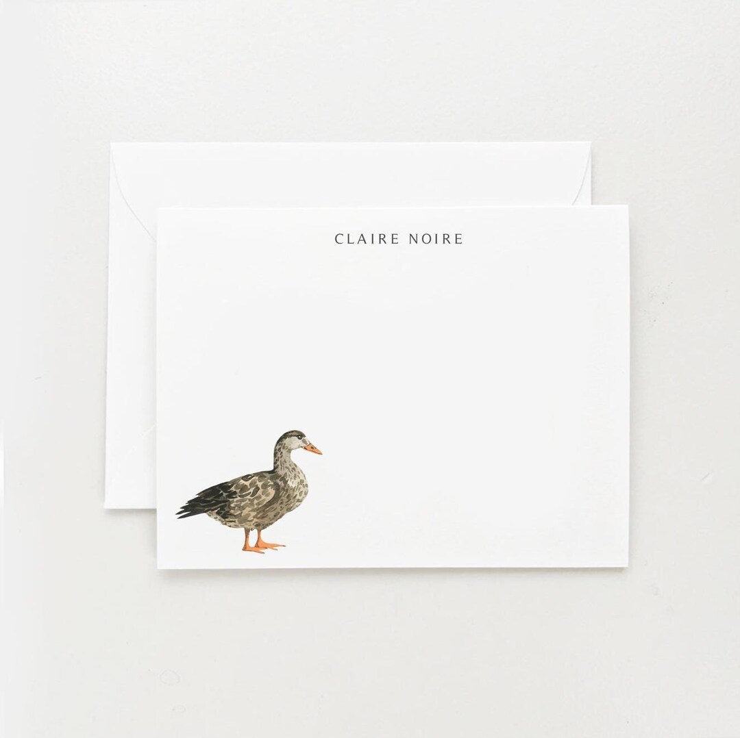 Duck Stationery Set of 12, Watercolor Farm Note Cards, Cute Duck Gift ...
