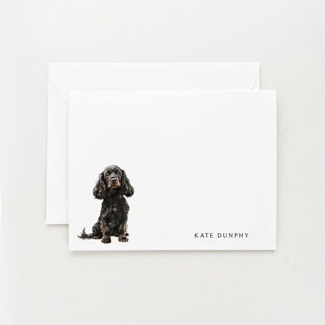 Black Cocker Spaniel Stationery, Personalized Dog Gift, Dog Note Cards Set of 12 - Etsy