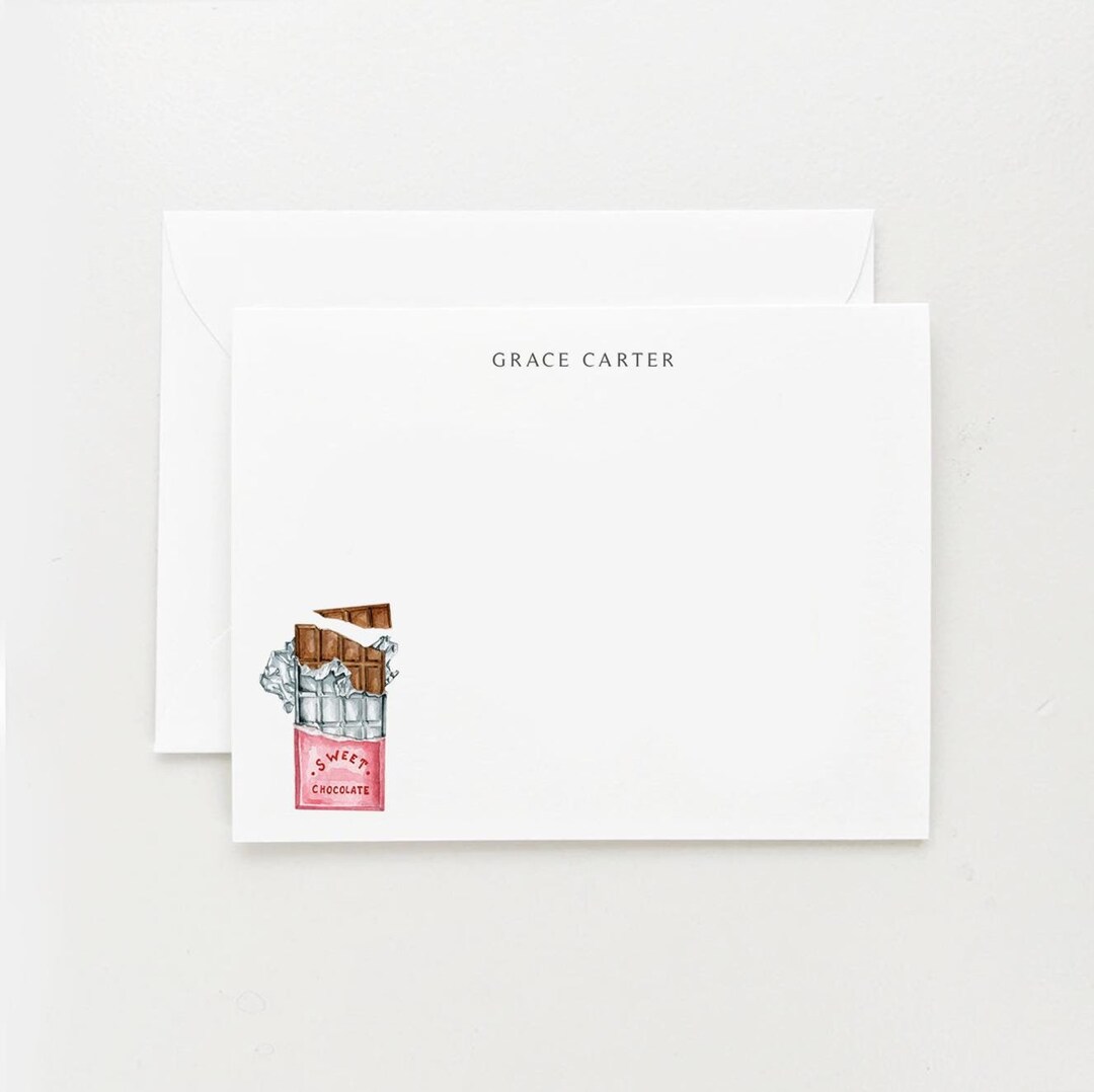 Chocolate Love Note Cards, Chocolate Bar Stationery Set, Personalized ...