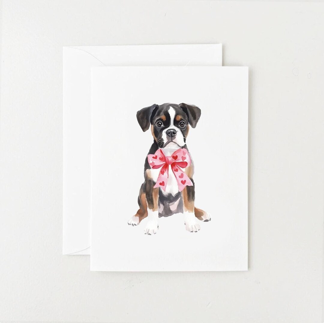 Brindle Boxer Valentine Cards, Watercolor Dog Stationery - Etsy