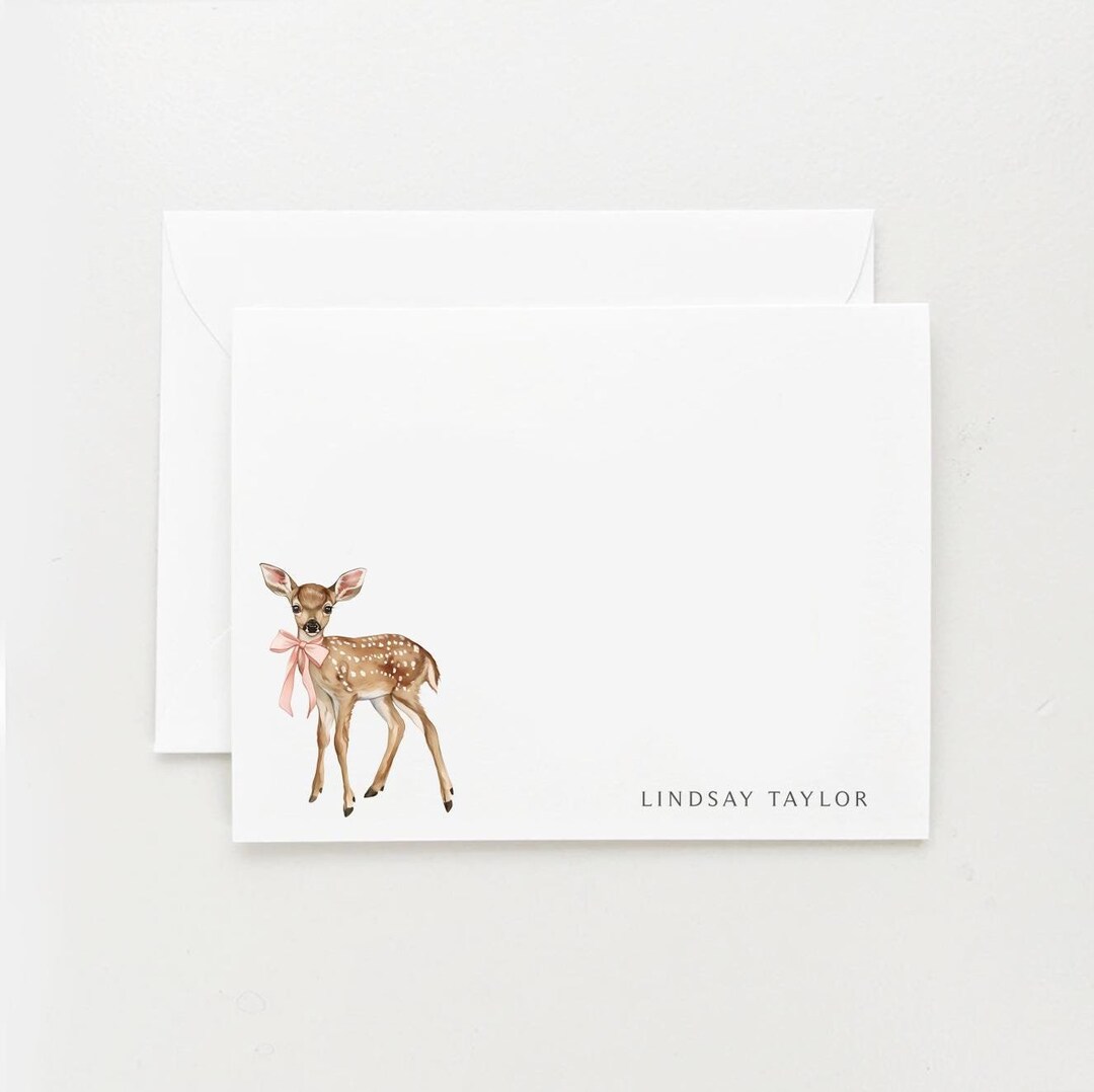 Deer Stationery Set of 12, Watercolor Deer Note Cards, Cute Coquette ...