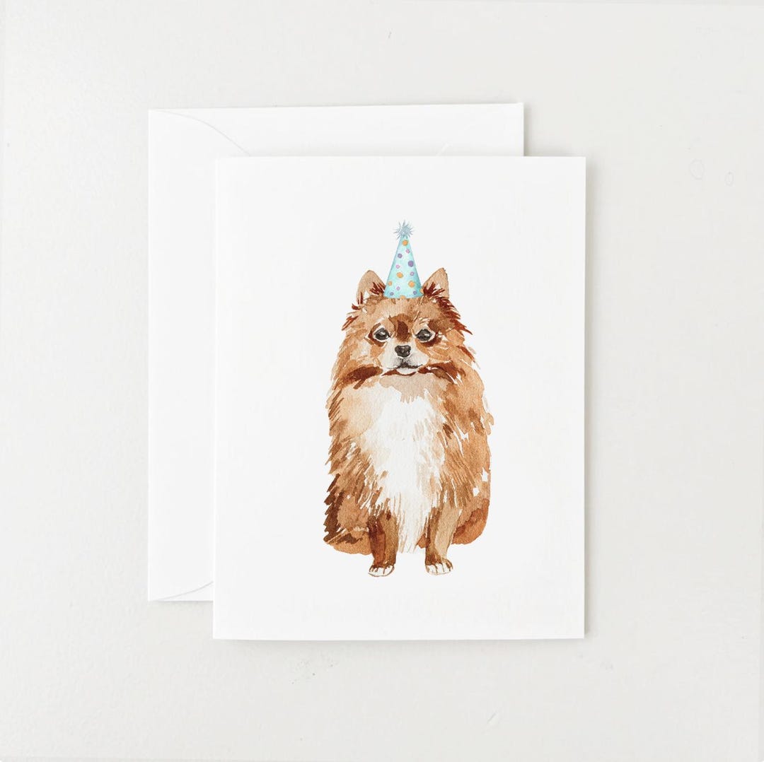 Spitz Card, Dog Birthday Card, Happy Birthday Japanese Spitz With Party ...