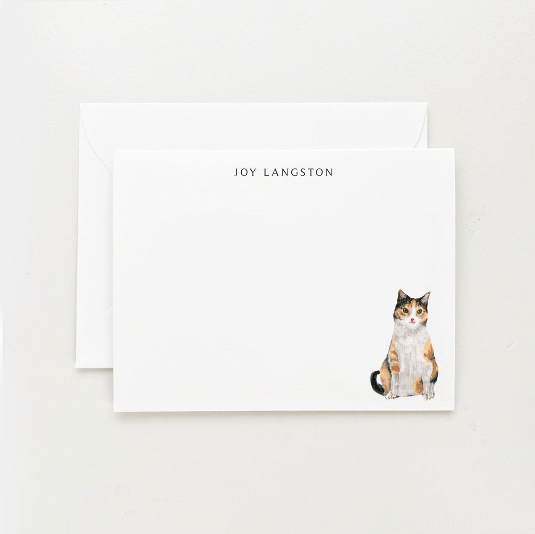 Calico Cat Stationery, Spotted Calico Cat Note Cards Stationery Set - Etsy