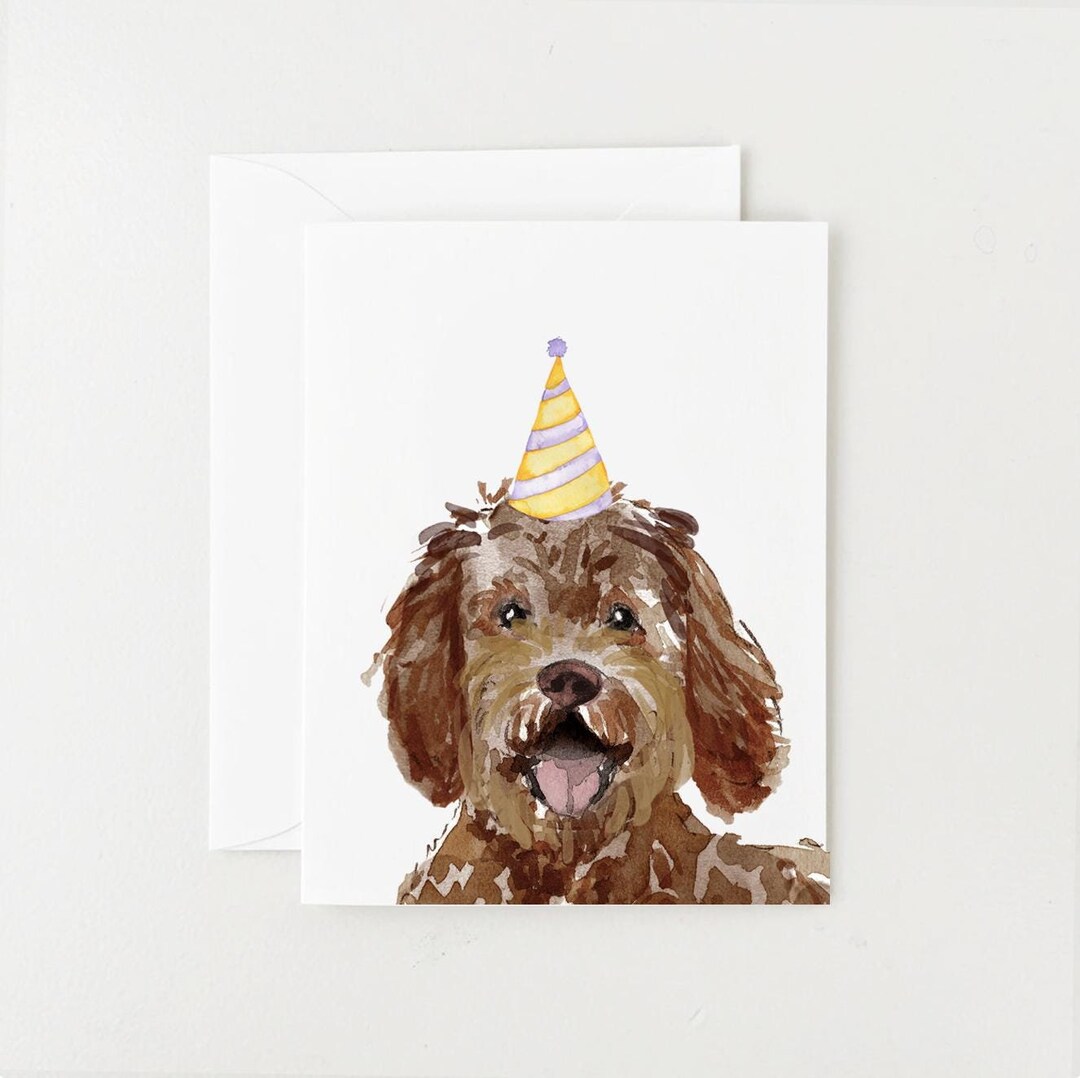 Chocolate Labradoodle Card, Dog Birthday Card, Brown Labradoodle - Etsy