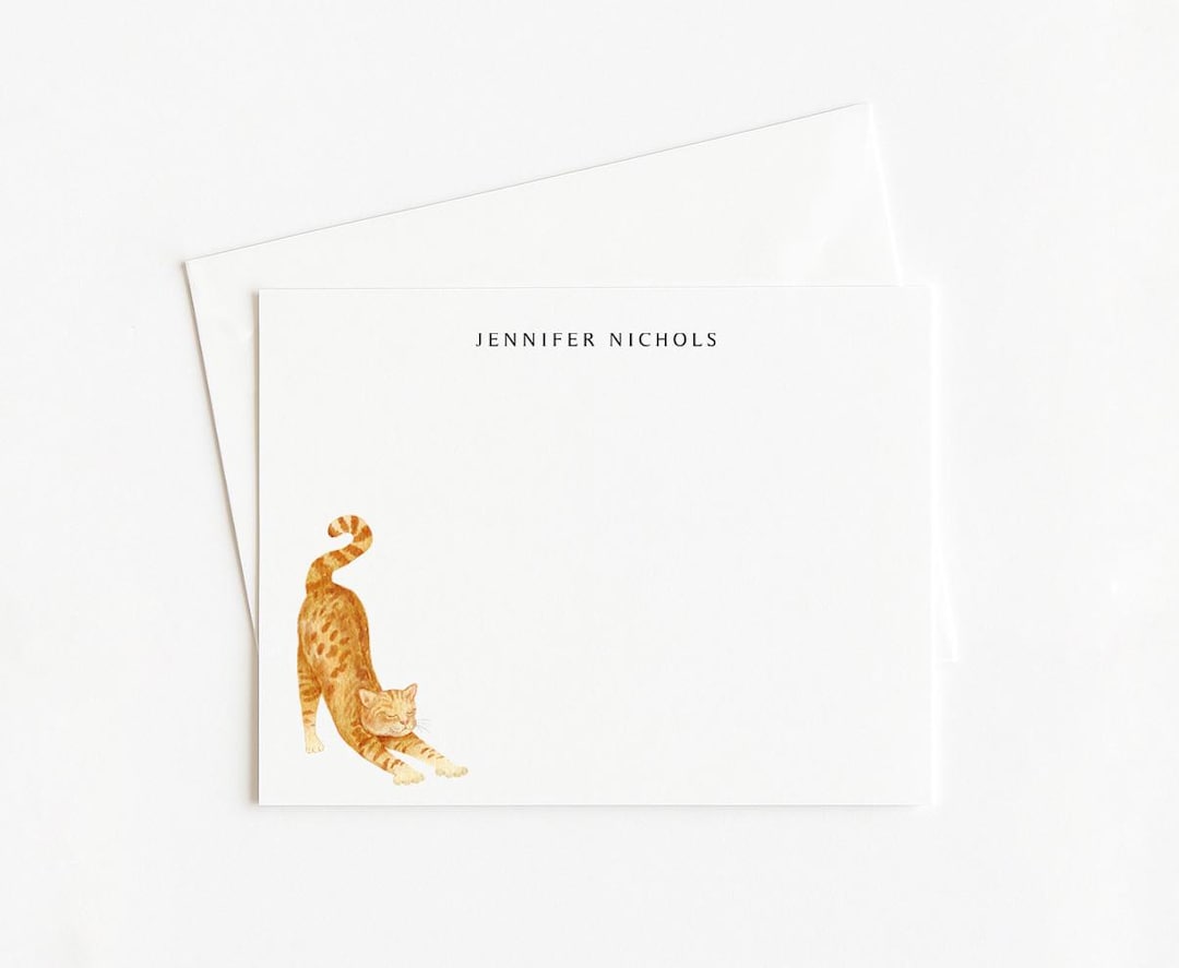 Ginger Orange Tabby Cat Stationery Set: Personalized Note Cards - Etsy