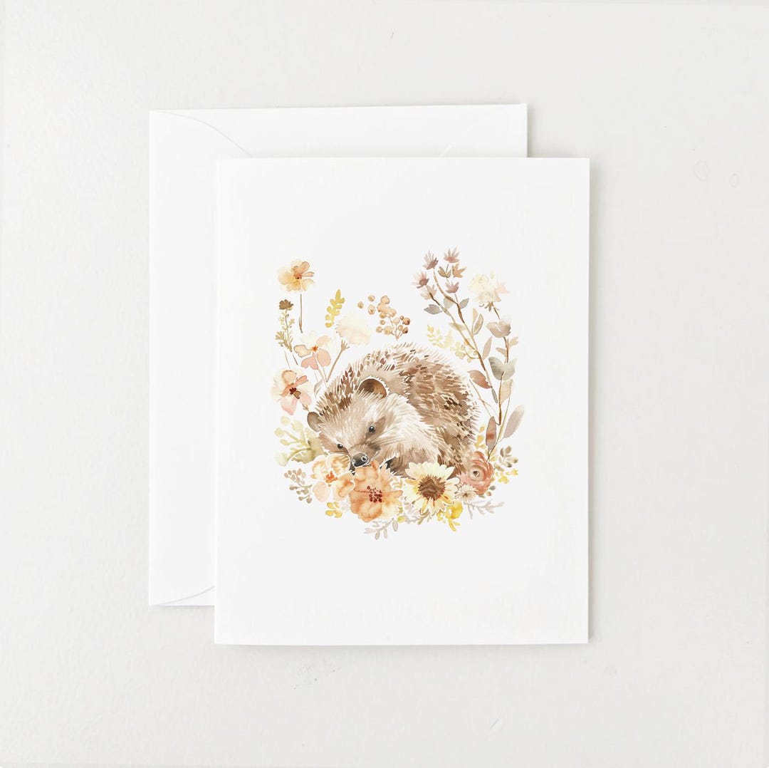 Cute Hedgehog Greeting Card, Watercolor Card Set, Thank You Cards ...