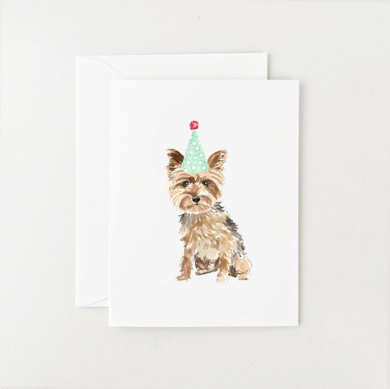 Yorkie Birthday Card, Dog Greeting Card Set, Blank Card for Birthday ...