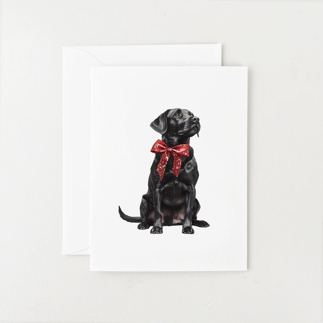 Black Lab Christmas Cards, Watercolor Labrador Retriever - Etsy