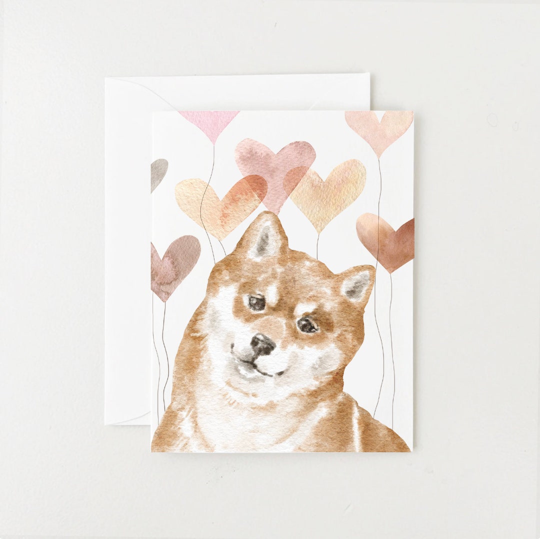 Shiba Inu Valentine's Card, Dog Greeting Card Set - Etsy
