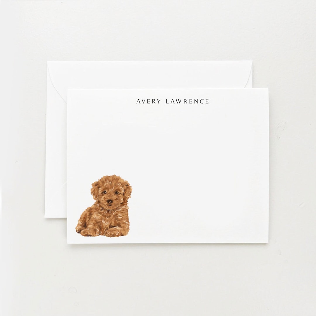 Labradoodle Puppy Stationery, Personalized Gift, Dog Note Card Set With ...