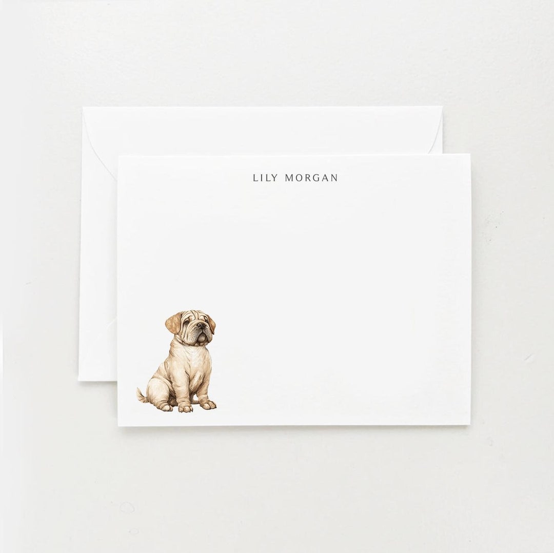 Shar Pei Dog Note Card Set: Personalized Stationery Gift - Etsy