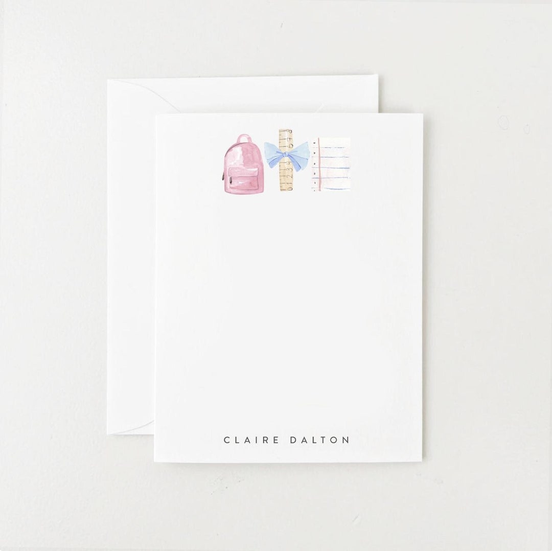 Personalized School Note Cards: Back to School Stationery Set - Etsy