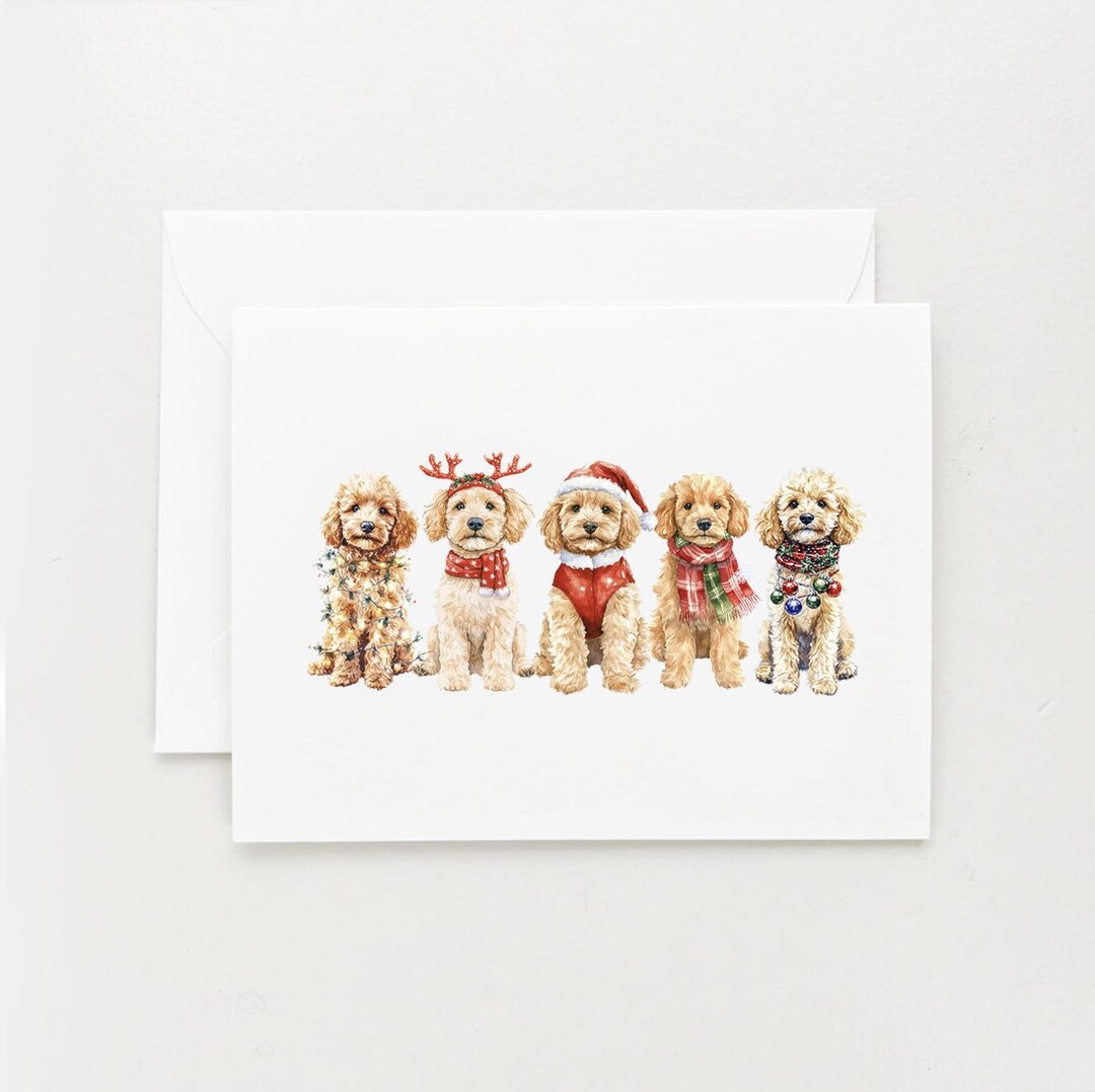 Goldendoodle Christmas Card, Cute Holiday Card Dog With Labradoodles - Etsy