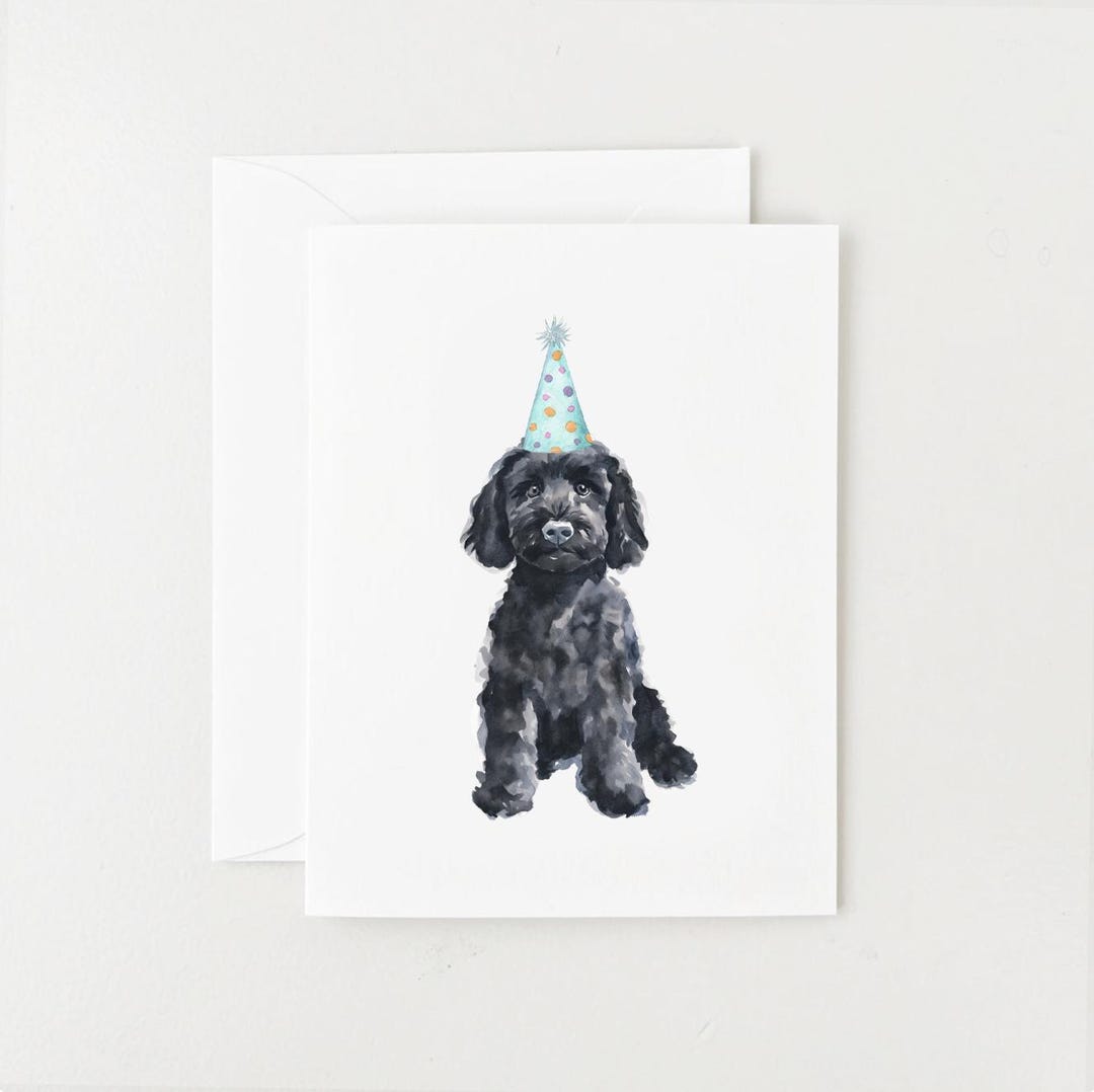 Black Labradoodle Card, Dog Birthday Card, Black Goldendoodle - Etsy