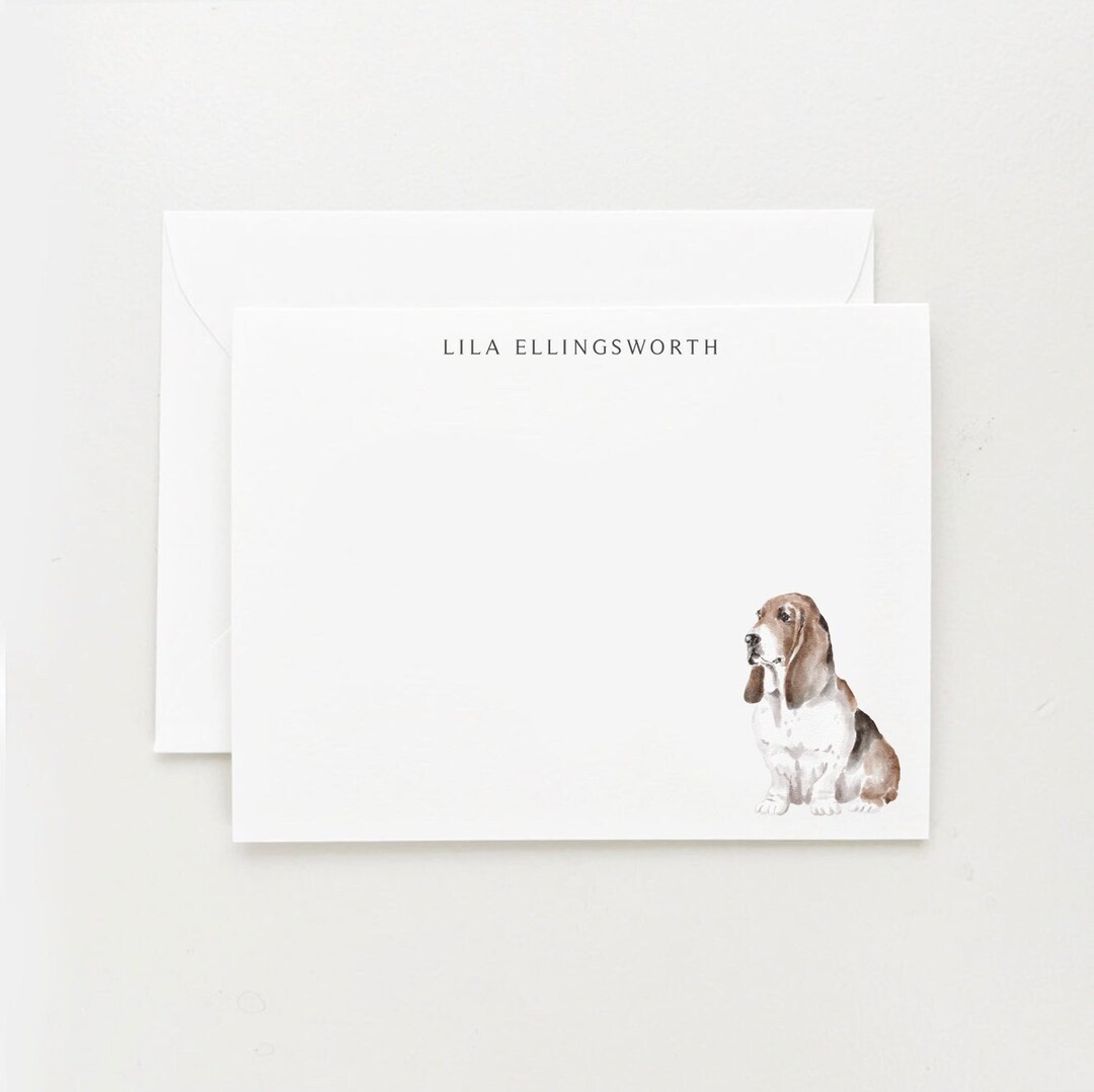 Basset Hound Stationery, Personalized Gift, Dog Note Card Set With ...