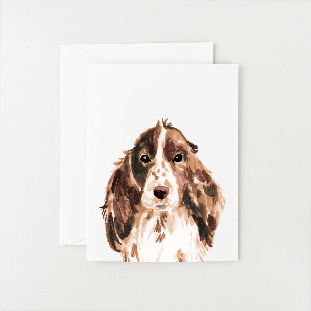 Cocker Spaniel Card, Dog Card, Blank Card for Birthday, Brown Cocker ...