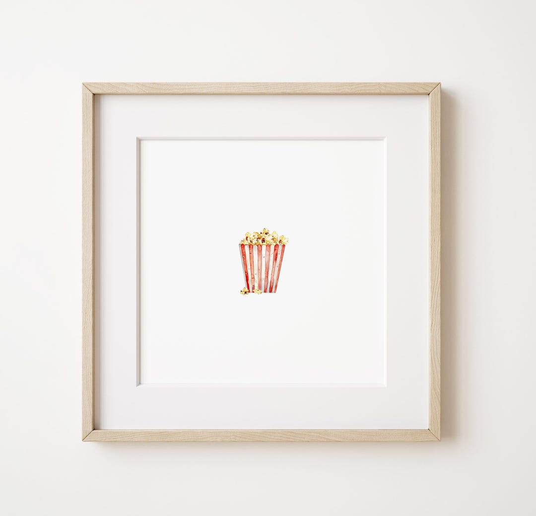 Popcorn Art Print, Watercolor Food Art Painting, Home Theater Decor - Etsy