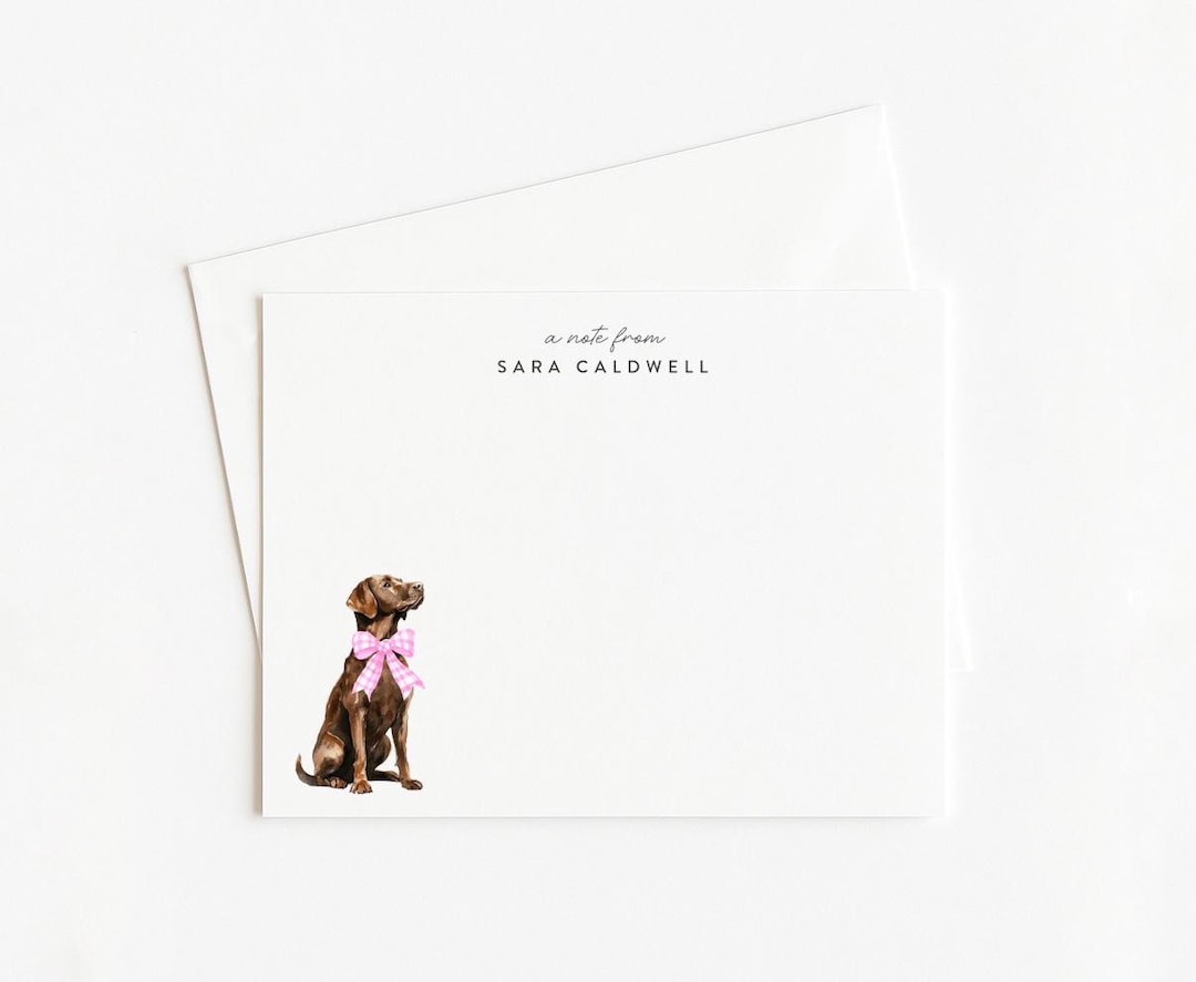 Chocolate Lab Stationery, Brown Labrador Retriever Gift, Set of 12 Flat ...