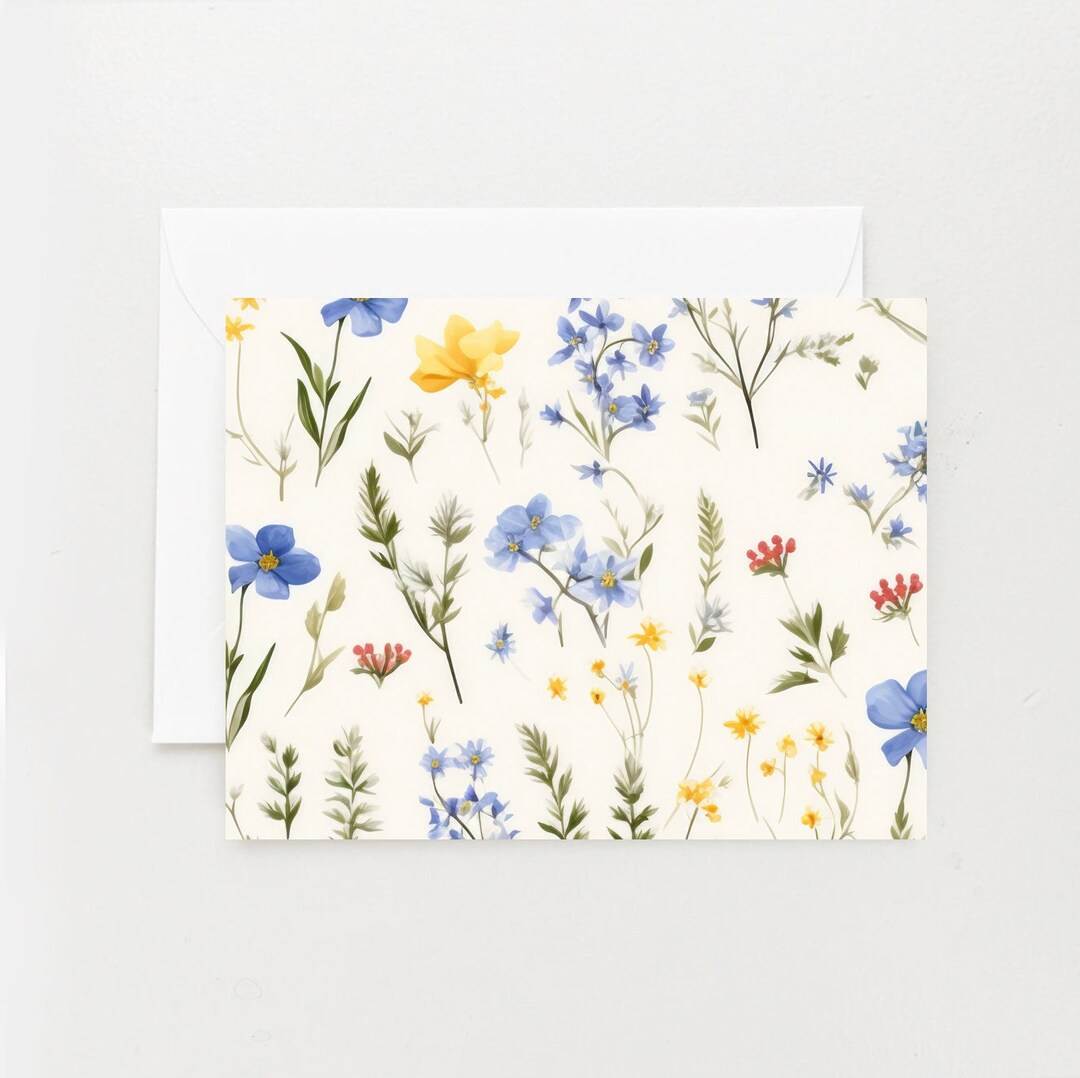 Botanical Card Set, Flower Stationery Set, Folded Wildflower Greeting ...