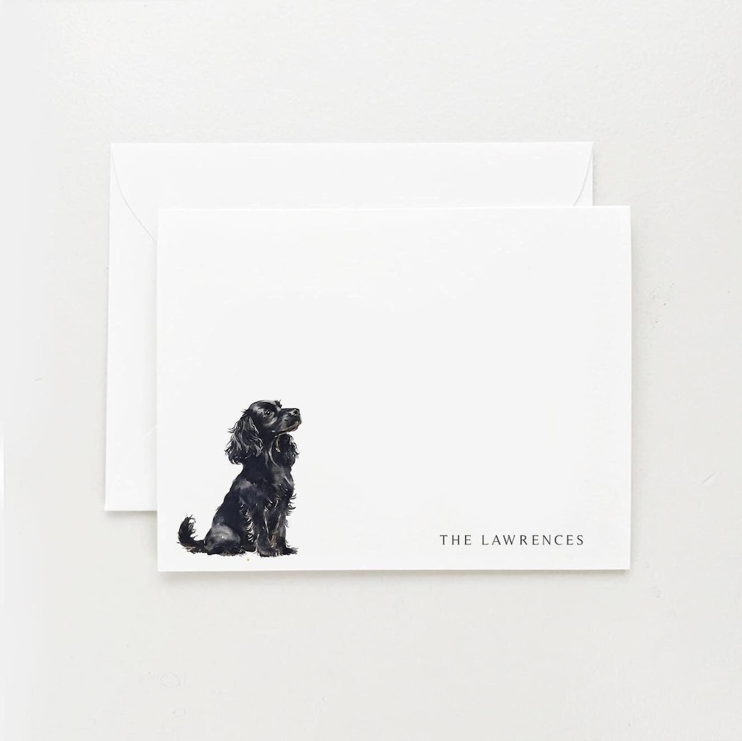 Personalized Black Cocker Spaniel Note Card Set - Etsy