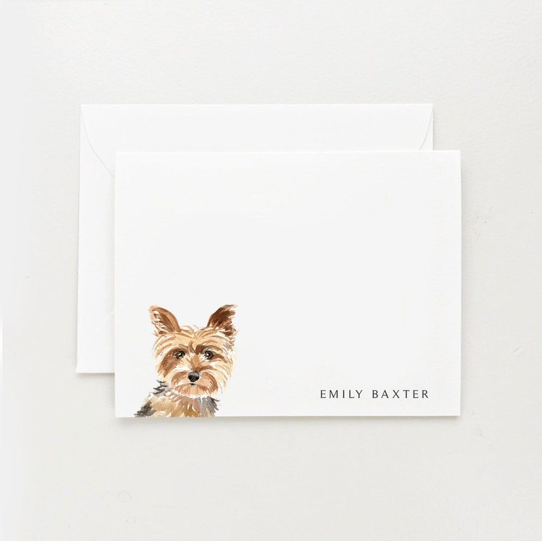 Yorkie Stationery, Personalized Dog Gift, Dog Note Card Set With ...