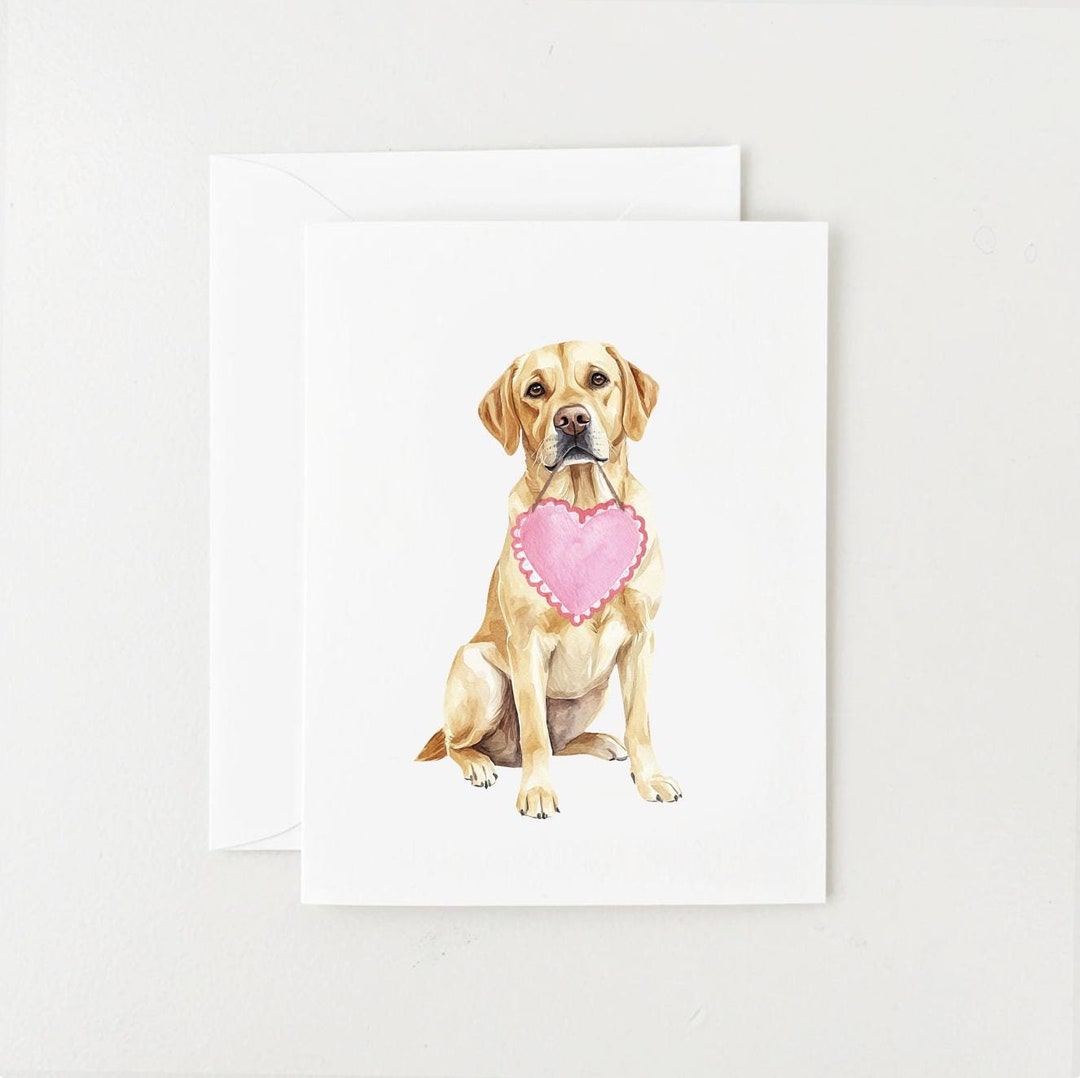 Yellow Lab Valentine Cards, Box Set of 8, Watercolor Labrador Retriever ...