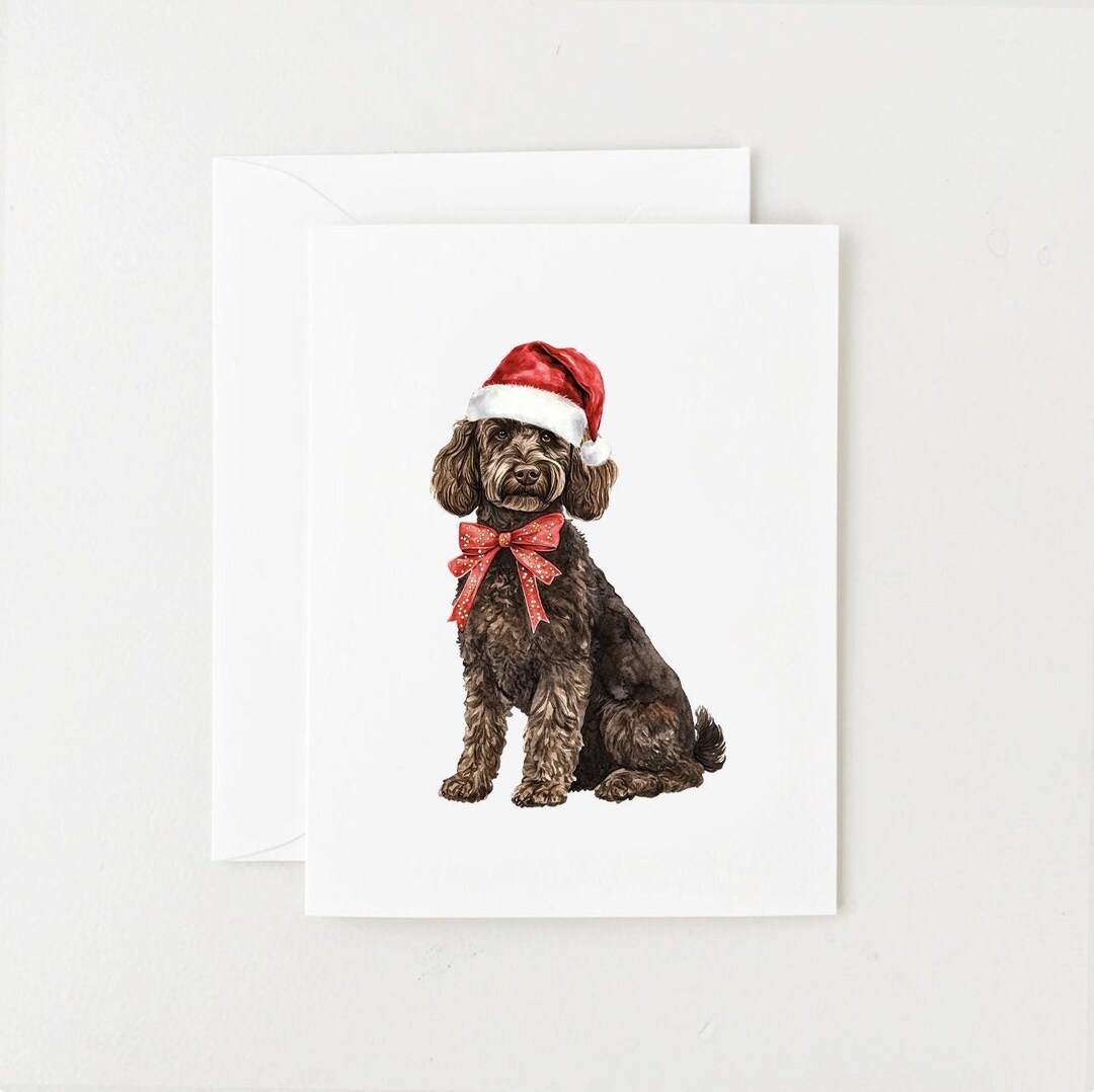 Brown Chocolate Labradoodle Goldendoodle, Christmas Cards, Dog With ...