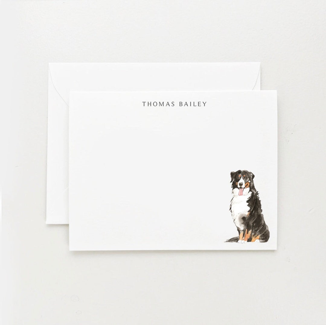 Bernese Mountain Dog Gift, Dog Stationery, Personalized Gift, Dog Note ...