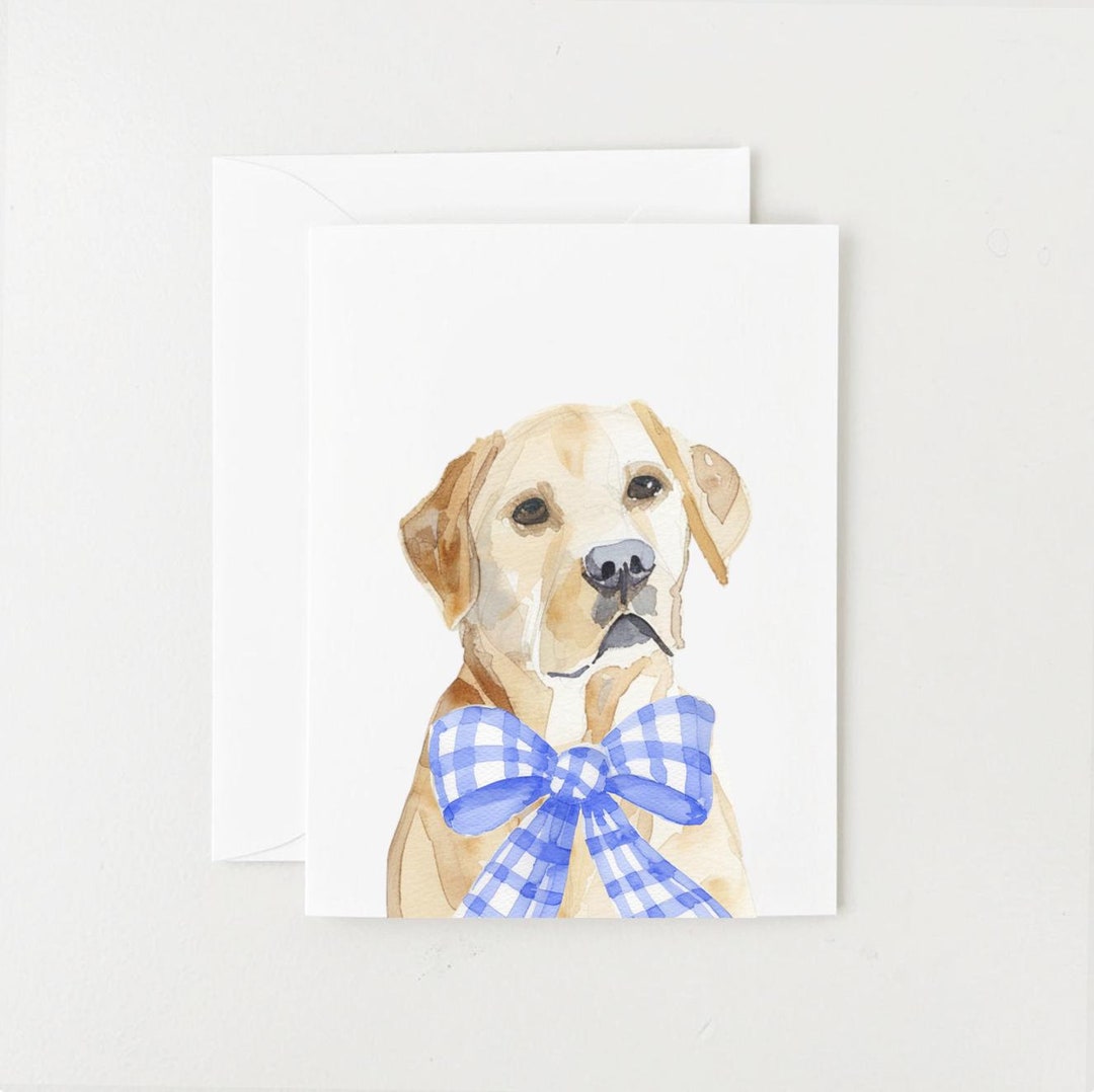 Lab Card, Cute Preppy Dog in Plaid Bow, Thank You, Birthday Cards - Etsy